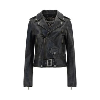 Golden Goose Femme, Vestes, Noir, Taille: 36 FR Bos Taurus Biker Jacket