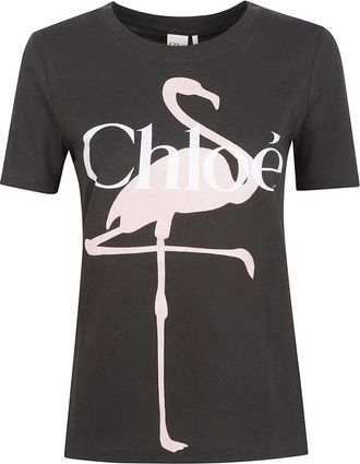 Chlo&eacute; Femme, Tops, Noir, Taille: 40 FR T-Shirt Logo B&eacute;b&eacute; Coupe Ajust&eacute;e