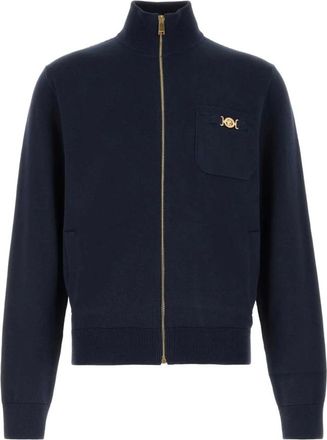 Versace Homme, Pulls, Bleu, Taille: L Cotton Blend Cardigan