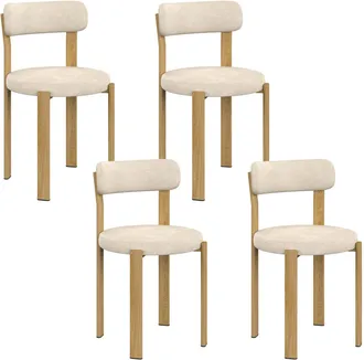 IDMarket Set Di 4 Sedie Da Pranzo Nella In Ciniglia Beige