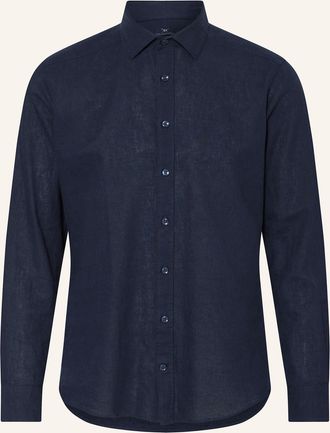Strokesman's Strokesmans Hemd Regular Fit Mit Leinen blau