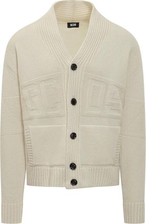 GCDS Gcds, Homme, Pulls, Blanc, Taille: L Logo Buttoned Cardigan