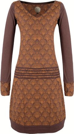 vishes Leichtes Jerseykleid Langarm mit Punkten in Braun | Gr&ouml;&szlig;e 4XL (48-50) | Handgefertigt aus 100% Baumwolle | Ideal f&uuml;r Herbst & Fr&uuml;hjahr | Nachhaltige A