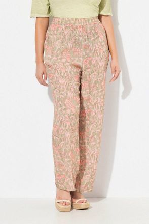 Ulla Popken Schlupfhose Hose Rose Safaridruck weites Bein Elastikbund