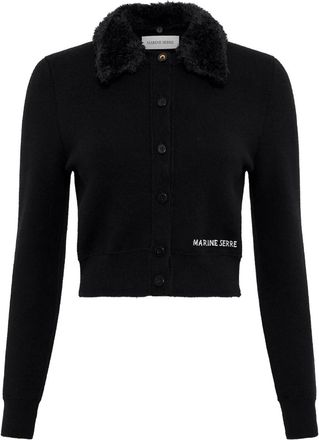 Marine Serre Cardigan im Cropped-Design - Schwarz