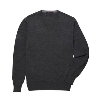 Brooks Brothers Homme, Pulls, Gris, Taille: M Pull V-Neck en Laine M&eacute;rinos