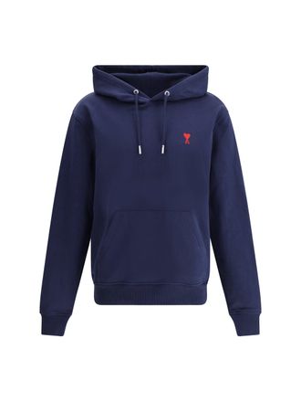 Ami Mens Cotton Hoodie Midnight Blue Sweatshirts Sweater