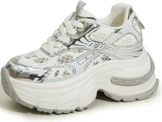 Generic ZBDP 9 cm Baskets compensées pour femme Respirantes et confortables Semelle épaisse Chaussures de loisirs pour femme, blanc, 38.5 EU