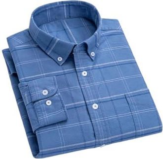 Generic Chemise d&eacute;contract&eacute;e &agrave; manches longues pour homme Oxford ray&eacute; &agrave; carreaux coupe ajust&eacute;e chemise formelle bureau, 817, XXL