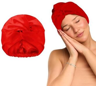 GLOV Bonnet Femme Bonnet Satin Cheveux Nuit Turban Femme Cheveux Boucles Cape Femme pour Cheveux Afro Frisés Bouclés Raides Bonnet de Nuit Taille Universel