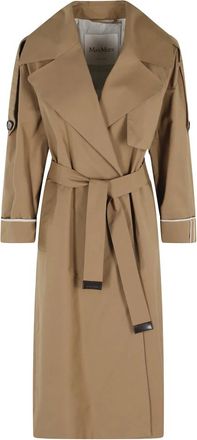 Max Mara Femme, Manteaux, Brun, Taille: 36 FR Trench-coat surdimensionn&eacute; en twill hydrofuge