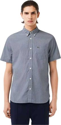 Lacoste Hemd f&uuml;r Herren, Regul&auml;r, kurz&auml;rmlig (Wei&szlig;/Dunkles Marineblau)