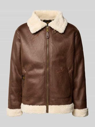 Alpha Industries Relaxed Fit Jacke in Leder-Optik mit Umlegekragen