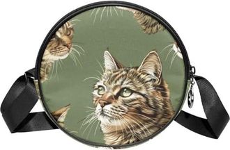 Generic Sac &agrave; bandouli&egrave;re Circle pour femme, petit sac &agrave; bandouli&egrave;re europ&eacute;en Wildcat avec fermeture &eacute;clair, bretelles r&eacute;glables, sac &agrave; main rond d&eacute;contract&eacute; 