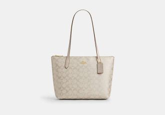 Coach Fiona Tote aus Signature-Canvas mit Rei&szlig;verschluss