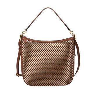 Fossil Huntington Leder oder Polyester Geldb&ouml;rsen-Set f&uuml;r Herren, Braun gestreift