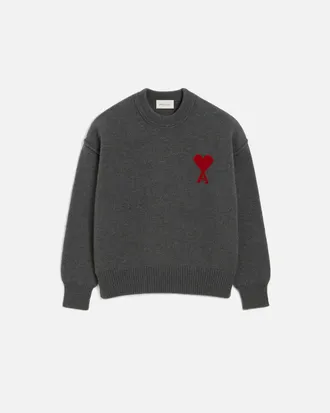 Ami Pull gris en laine Ami de Coeur Gris - XXXL - Unisex