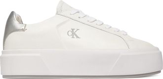 Calvin Klein Sneakers Calvin Klein Flatform Lace Up Lth Met YW0YW01929 Wei&szlig;