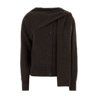 Ferragamo Cardigan boutonn&eacute; avec drap&eacute; asym&eacute;trique - Femme - Pulls - Brun - Taille: 40 FR
