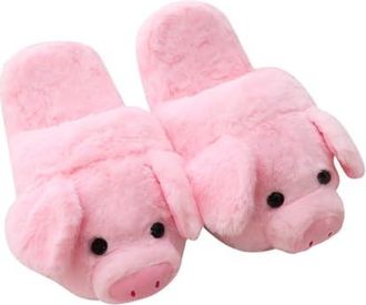 IFUNDOM Pantoufles Femmes Peluche Cochon Roses Antid&eacute;rapantes Chaudes pour Int&eacute;rieur Maison Hiver Unique
