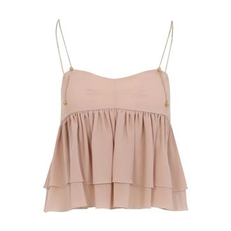 Chlo&eacute; Sleeveless Ruffle Top - - Tops - Damen - Rosa - S