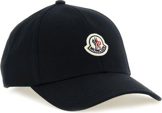 Moncler MO338388BM Cotton Logo Baseball Cap - Black