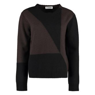 Jil Sander Rundhals-Wollpullover - - Knitwear - Damen - Braun - L