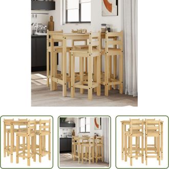 vidaXL vidaXL Holzbarstuhl - 5-tlg. Bar-Set Massivholz Kiefer