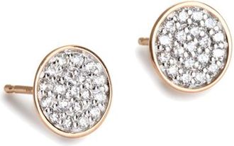 Ginette NY Boucles doreilles Ellipses & Sequins Ronds Or Rose Diamants