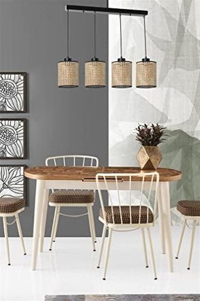 Opviq Elegant Rattan Chandelier, Adjustable Height 65 cm, E27 Max 40W | Bohemian, Scandinavian, Southwestern Design | Perfect for Country Homes
