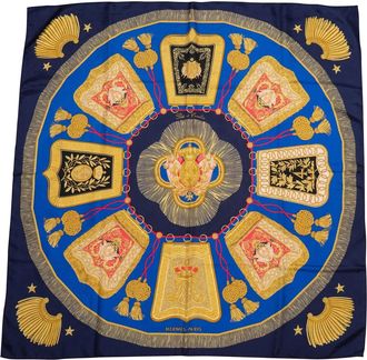 Herm&egrave;s T&uuml;cher & Schals - Hermes Classic Poste et Cavalerie Silk Carre 90 - Gr. unisize - in Blau - f&uuml;r Damen