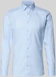 Olymp No. 6 Super Slim Fit Business-Hemd mit Kentkragen und Strukturmuster
