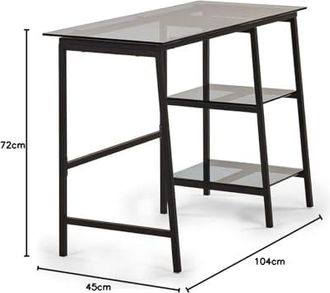 Julian Bowen Schreibtisch, Rauchglas/Schwarz, Einheitsgröße