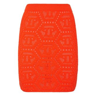 Philipp Plein Femme, Jupes, Orange, Taille: 38 FR Knit Short Skirt Monogram
