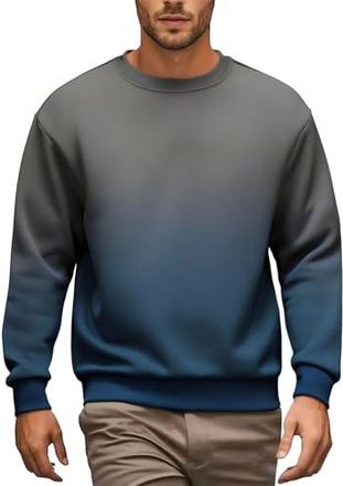 Generic Pull à col rond pour homme - Manches longues - Sans capuche - Pour lhiver - Coupe ajustée, gris foncé, XXL