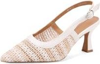 Queen Helena Escarpins Slingback Femme Chaussure &agrave; talon moyen ZM11013, Blanc, 37 EU
