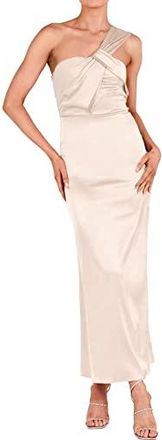 Generic Robe Jupe Culotte Femme - Robe Moulante en Satin &Agrave; Une &Eacute;paule pour Femme Robe De Cocktail Rose Poudr&eacute;
