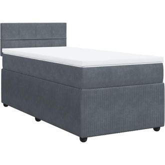 vidaXL Boxspringbett mit Matratze Dunkelgrau 90x200 cm Samt Vidaxl