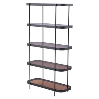 Selsey Disavill B&uuml;cherregal 160 cm x 90 cm x 38 cm, Regale aus Rauchglas und Struktur aus schwarzem Metall, ideales Wandregal f&uuml;r Wohnzimmer, modernes Design
