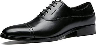 Generic Chaussures Oxford for Hommes, &agrave; Lacets, Bout carr&eacute;, Bruni, en Cuir, antid&eacute;rapantes, Talon Bloc, for Mariage(Noir,40 EU)