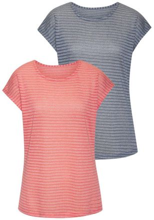 Vivance Kurzarmshirt mit Streifenoptik (2er-Pack) aus luftiger Viskose-Qualit&auml;t