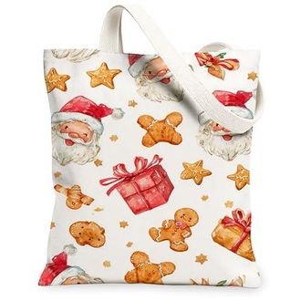 Generic Sacs fourre-tout en toile motif Père Noël, jolis sacs de courses réutilisables, amusants, festifs, légers et lavables en toile pour courses, voyage, p