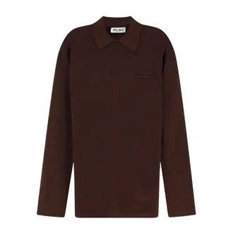 Miu Miu Polohemd aus Schurwolle - - Tops - Damen - Braun - S