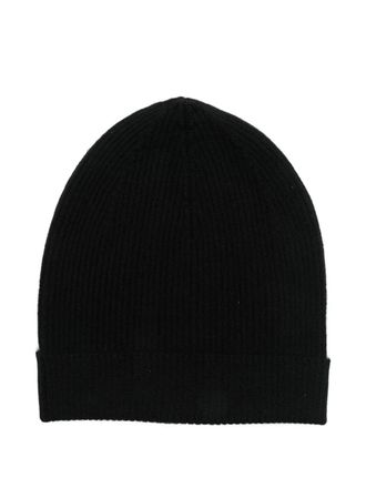 Rick Owens bonnet en cachemire à design côtelé - Noir