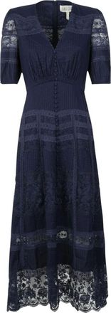Saloni Femme, Robes, Bleu, Taille: 42 FR Lea Long Lace Dress