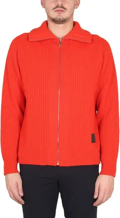 Paul Smith Wool Zip Cardigan - Orange