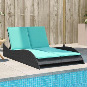 vidaXL Sonnenliege mit Kissen Schwarz 114x205x73 cm Poly Rattan vidaXL