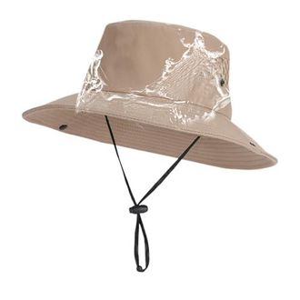 Generico UPF50+ Chapeau de soleil, pliable avec lani&egrave;re r&eacute;glable, pour jardin, plage, randonn&eacute;e, voyage, camping, kaki fonc&eacute;, L