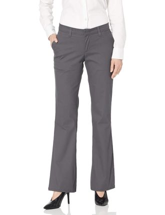 Dickies Damen Flache Vorderseite, Stretch-Twill-Hose, Schmale Passform, Bootcut Khakis, anthrazit, 42