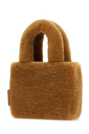 Amina Muaddi Womens Camel Shearling Amini Giuly Handbag Latsilha Borse A Mano Bag